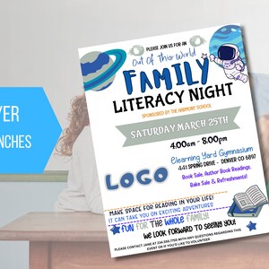 Editable Family Literacy Night Flyer, PTO PTA Reading Book Sale School ...