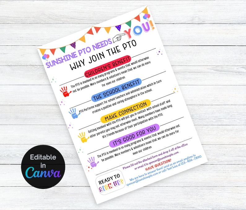 EDITABLE PTO PTA Recruitment Flyer Editable Printable - Etsy