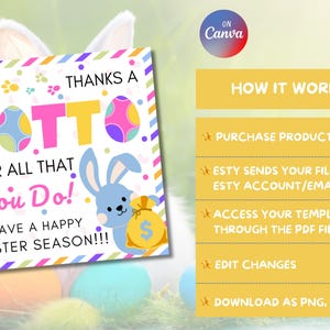 EDITABLE Easter Thanks A Lotto for All That You Do Lottery Gift Tags ...