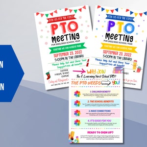 EDITABLE PTA Meeting Season Package Flyer, School Information PTO ...