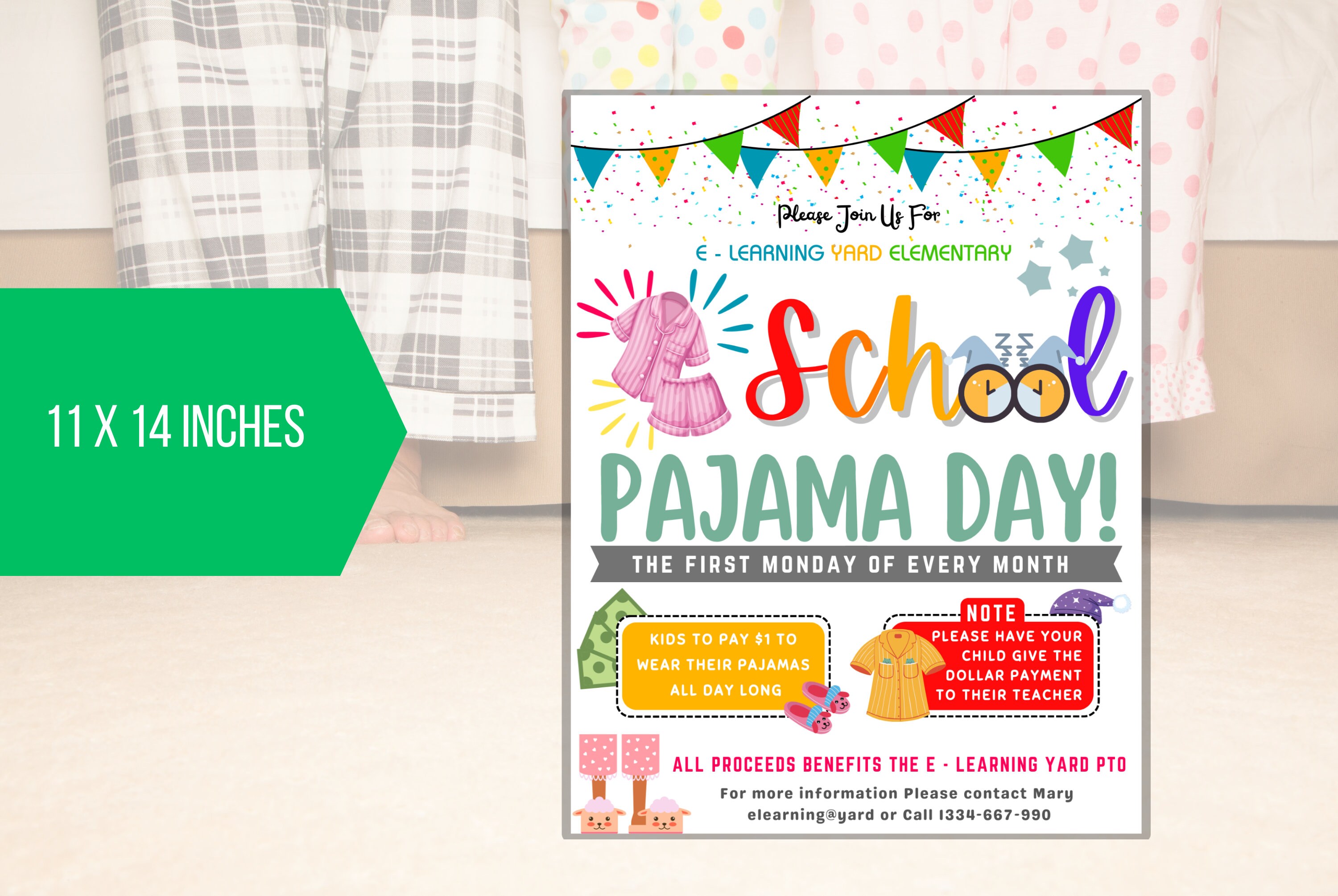 EDITABLE School Pajama Day Flyer, School Spirit Party, School ...