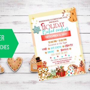 EDITABLE Holiday Baked Cookies Flyer, Printable Cookies Invitation, Pto ...
