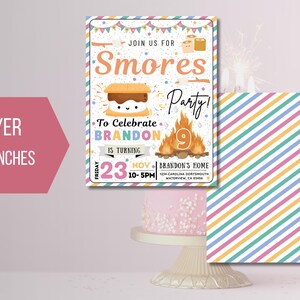EDITABLE Smores Birthday Invite, Birthday Invitation, Bonfire Birthday ...