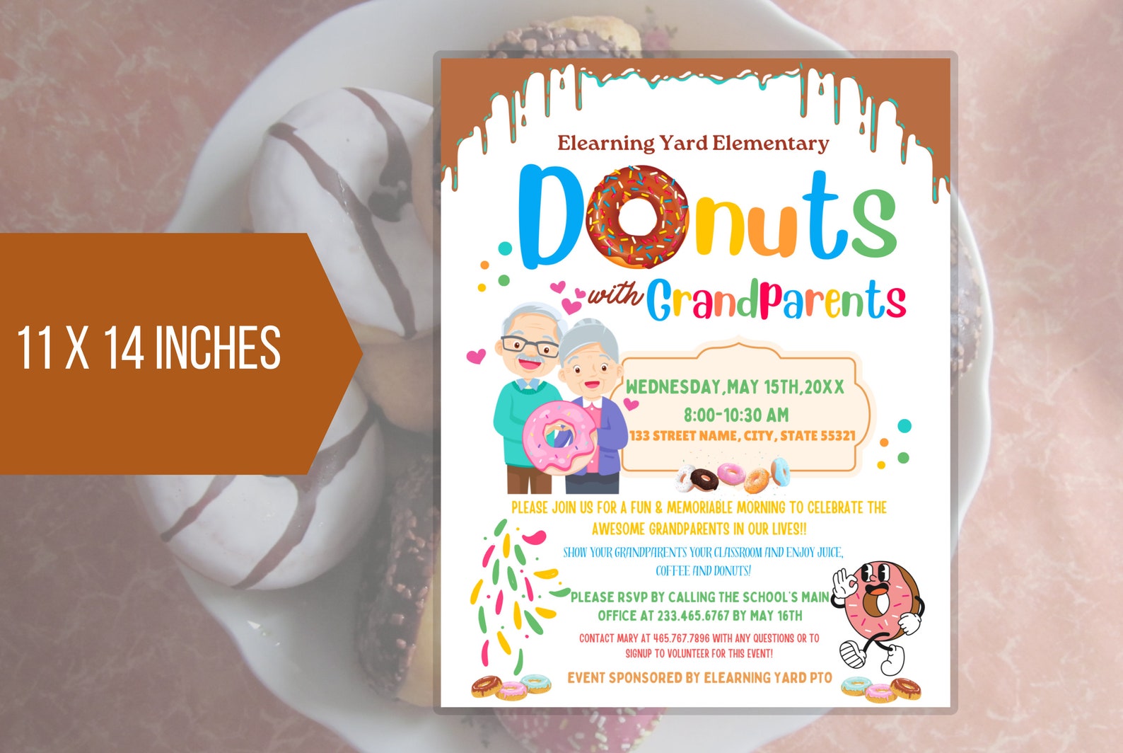 EDITABLE Donuts With Grandparents Flyer, School Grandparents Event ...
