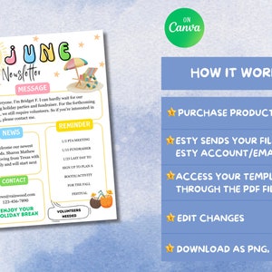 EDITABLE June PTO Newsletter Template, Classroom Printable Handout ...