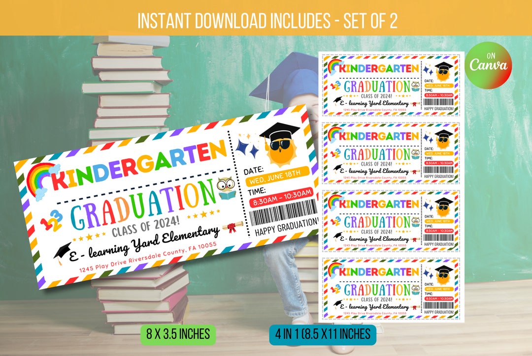 EDITABLE Pre School Graduation Ticket, Kindergarten Graduation, School ...