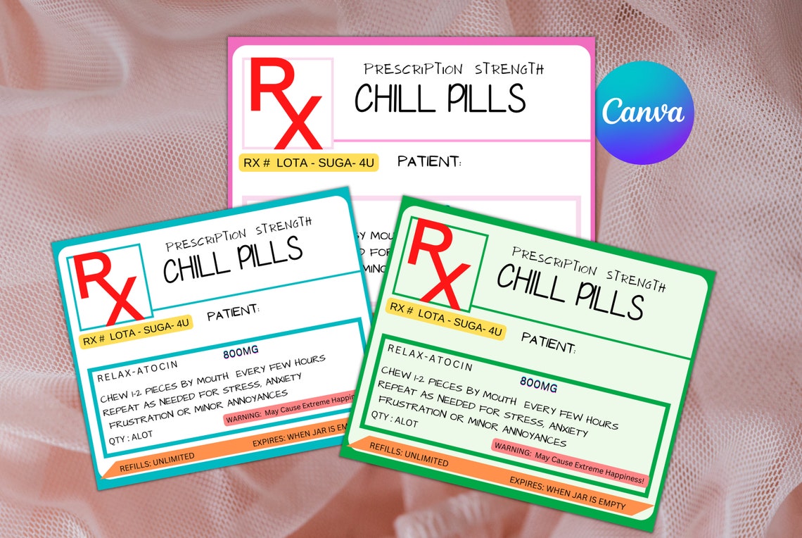 PRINTABLE Prescription Chill Pill Candy Jar Label Nursing - Etsy