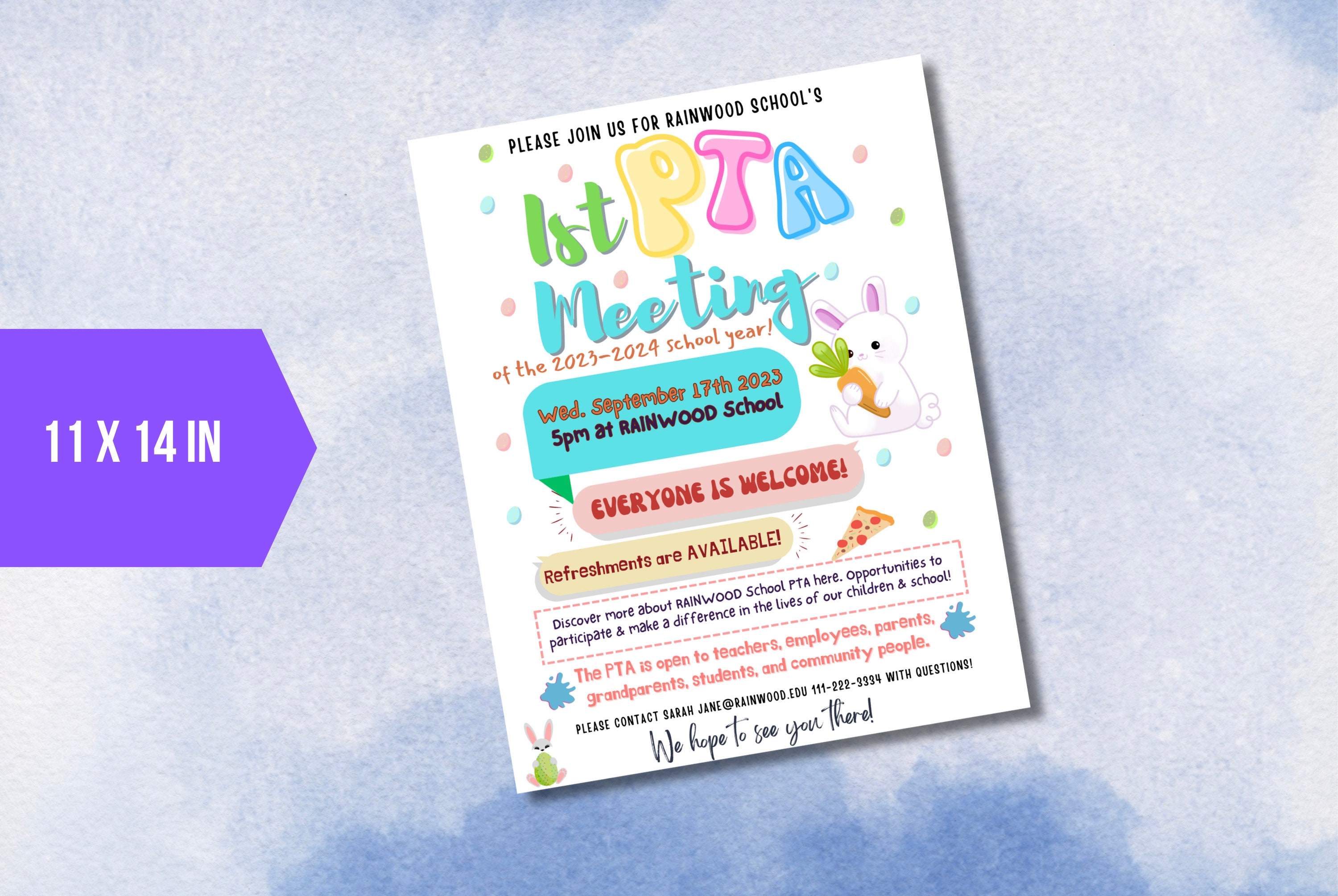 EDITABLE PTA Meeting Handout Flyer, School Information Meeting Flyer ...