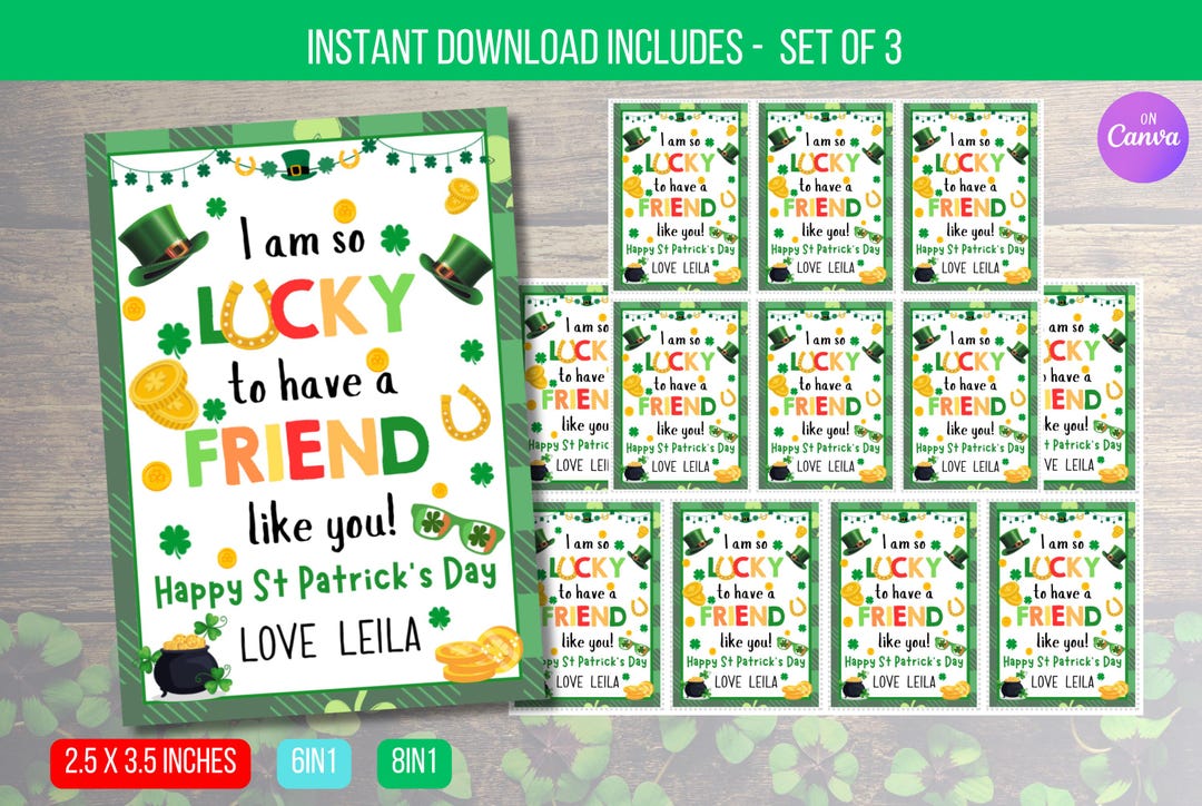 EDITABLE I Am so Lucky to Have a Friend Like You St Patrick's Day Treat ...