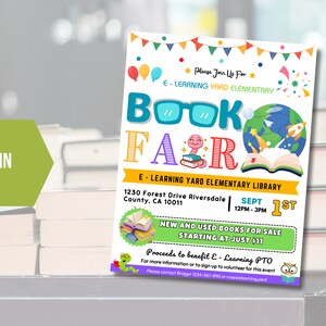EDITABLE Book Fair Flyer Printable School Fundraiser Invitation ...