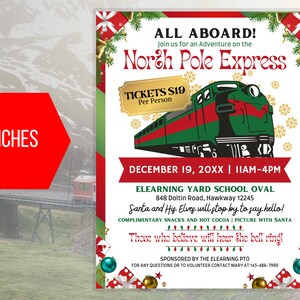 EDITABLE Northpole Express Train Flyer With Ticket, Santa Flyer and ...