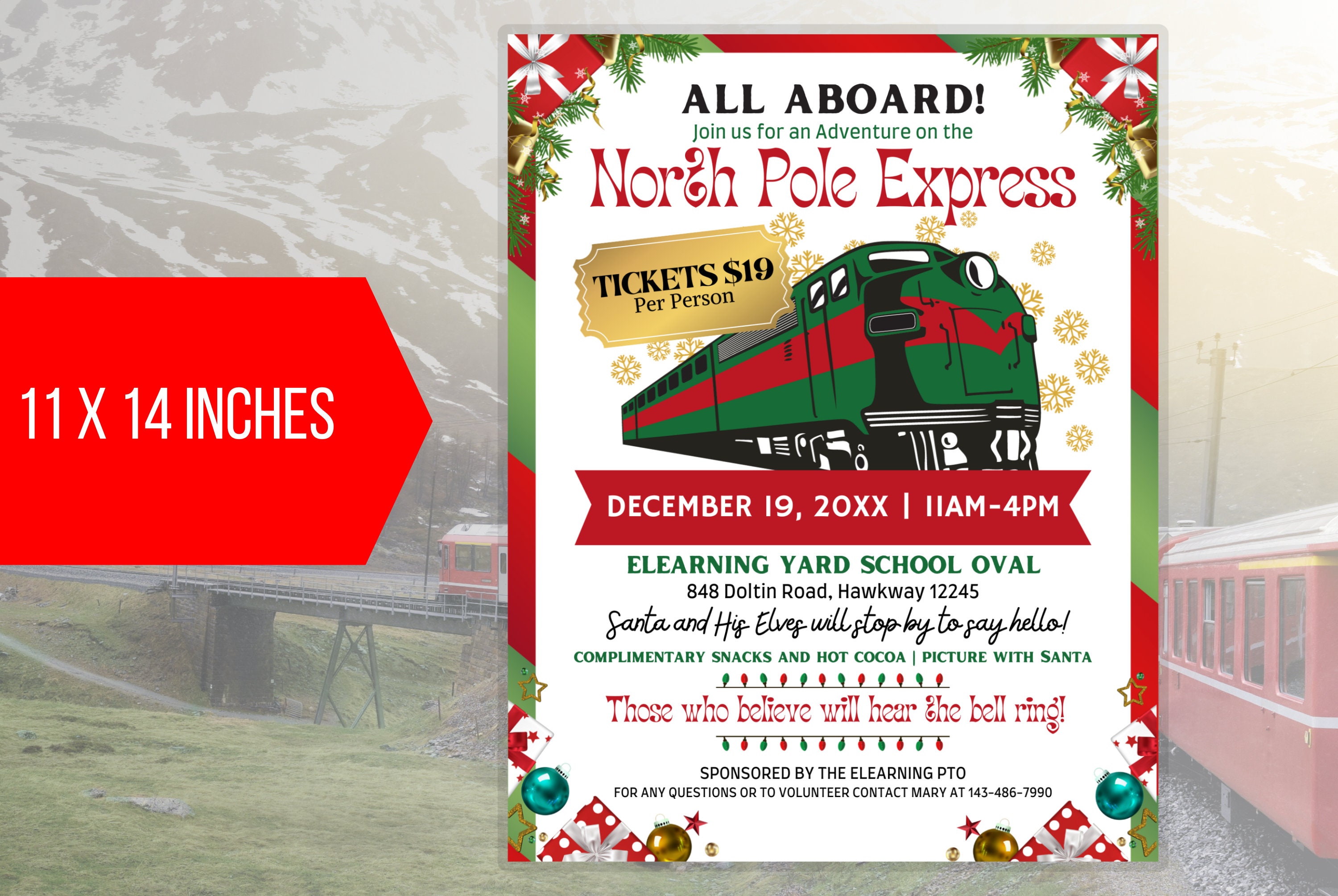 EDITABLE Northpole Express Train Flyer With Ticket, Santa Flyer and ...