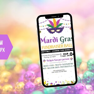 Editable Mardi Gras Invitation Flyer Template, Mardi Gras Class Party ...