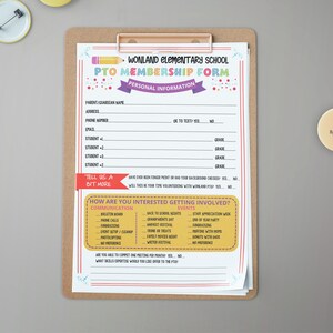 Printable/editable PTO PTA Membership Form, Pto/pta Parent Volunteer ...