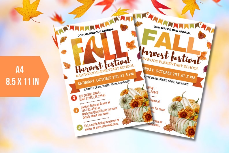 EDITABLE Fall Harvest Festival Invitation Flyer, School Event Harvest ...