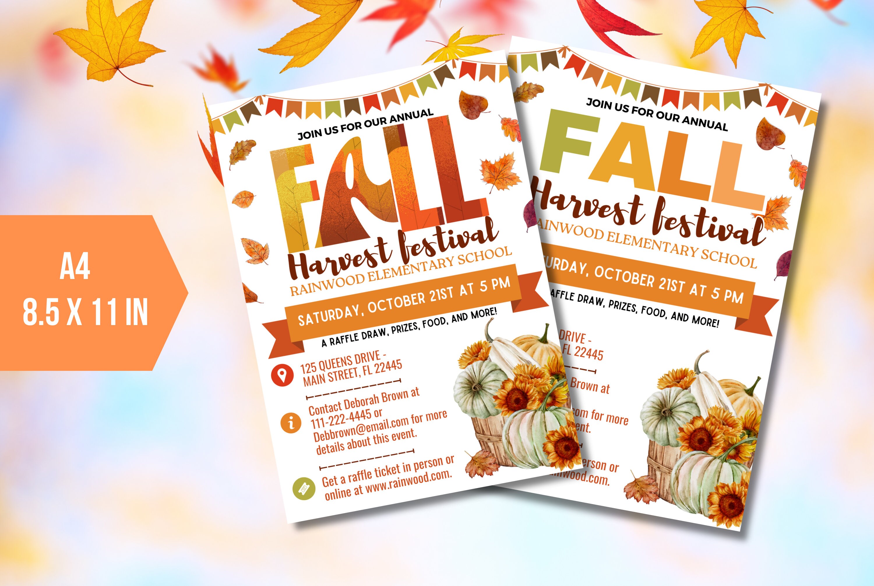 EDITABLE Fall Harvest Festival Invitation Flyer, School Event Harvest ...