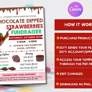 EDITABLE Chocolate Dipped Strawberries Fundraiser Invitation ...