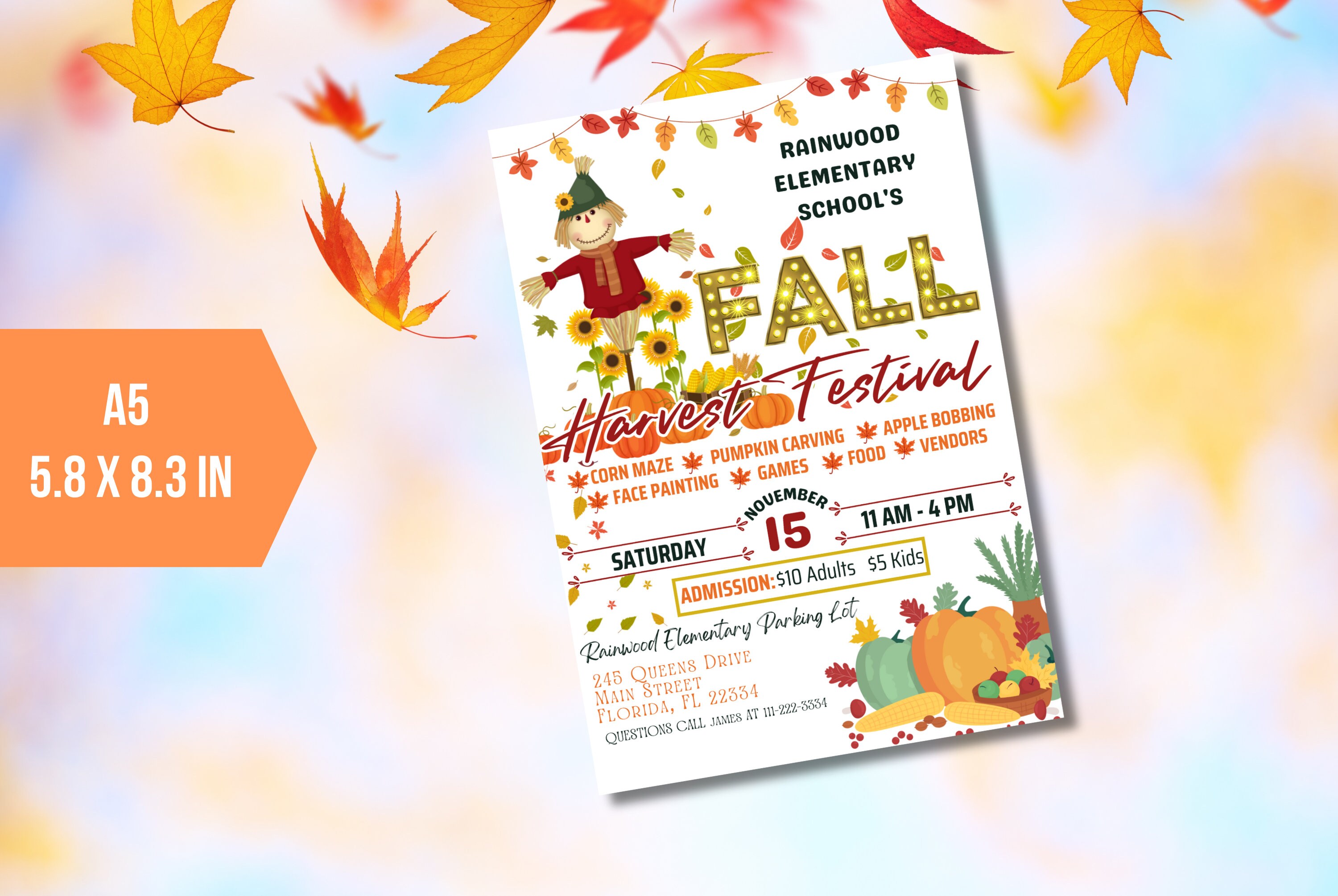 EDITABLE Fall Harvest Festival Invitation Flyer School Event - Etsy