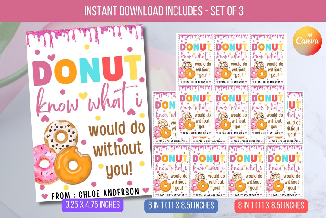 EDITABLE Donut Know What We'd Do Without You, Donut Teacher ...