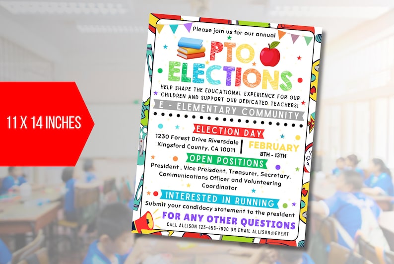 EDITABLE PTO Election Volunteer Board Member Flyer, School Board PTO ...