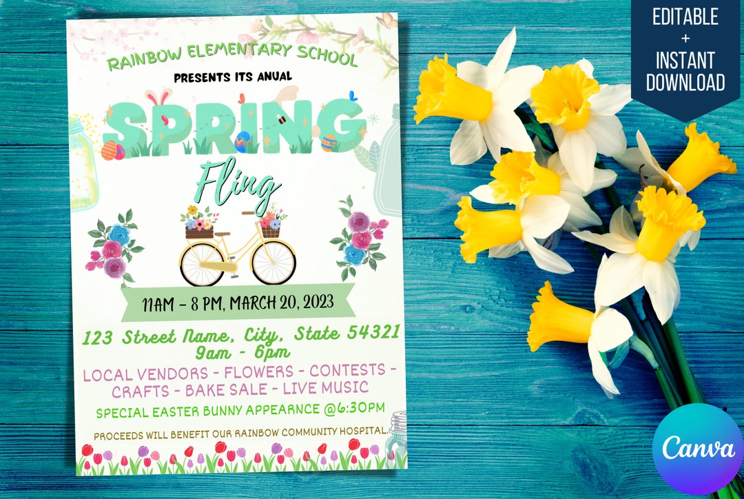 Spring Market Flyer, EDITABLE Poster for Bazaar, Easter Festival ...