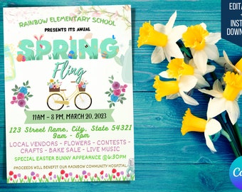 Spring Market Flyer, EDITABLE Poster for Bazaar, Easter Festival ...
