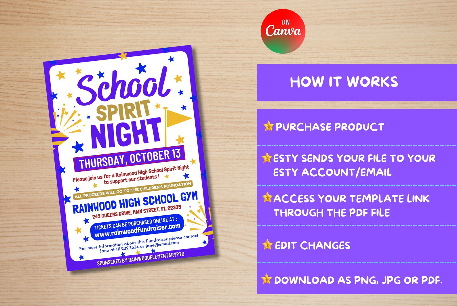 EDITABLE School Spirit Flyer School Spirit Night Party Spirt - Etsy