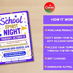EDITABLE School Spirit Flyer, School Spirit Night Party, Spirt Night ...