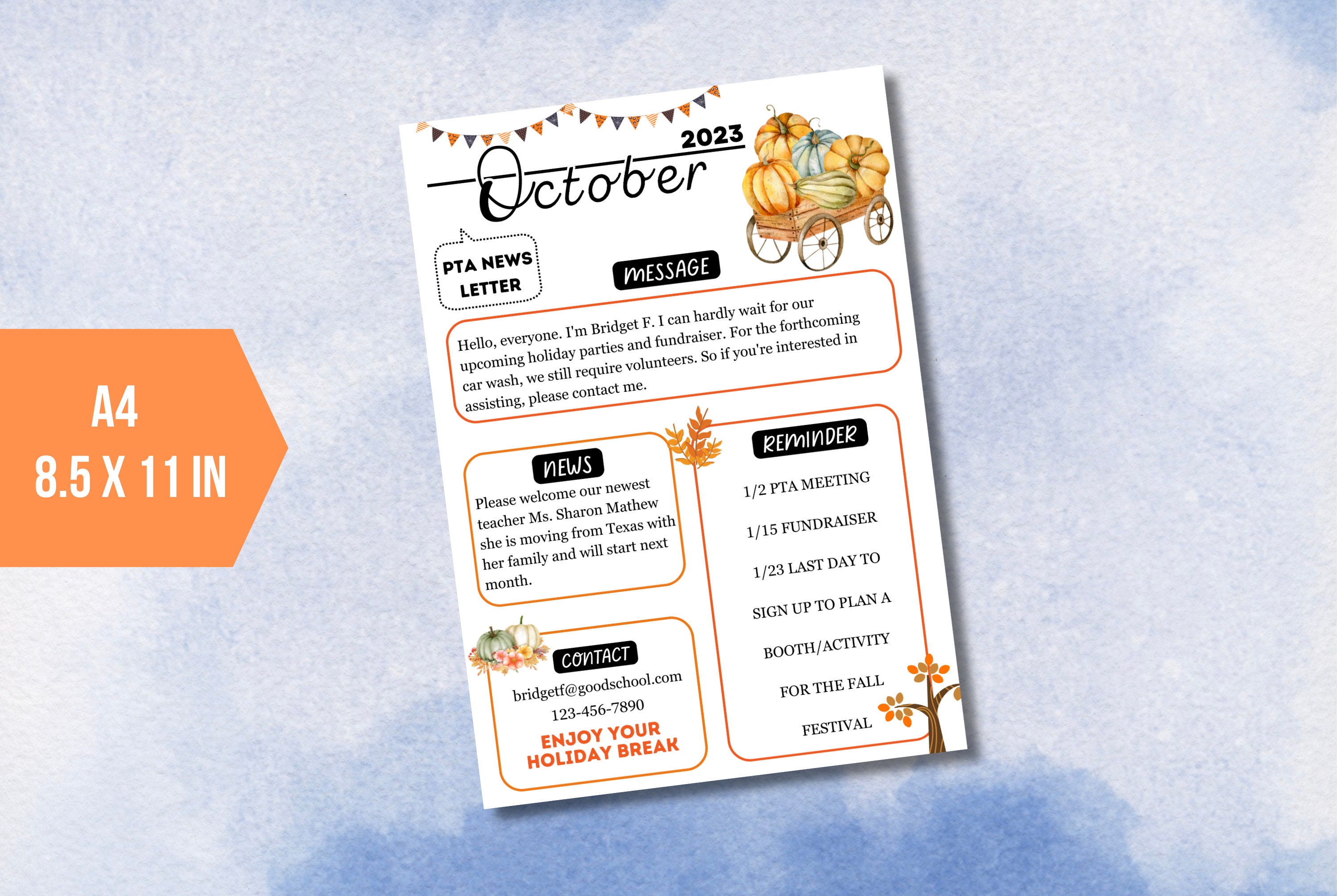EDITABLE October Newsletter Template Classroom Printable - Etsy