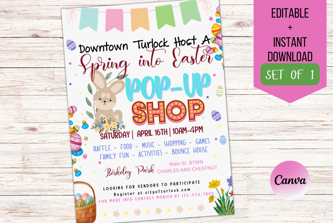 EDITABLE Easter Pop up Shopping Flyer, Spring Into Easter Pop up Shopping Flyer, Easter Shopping ...