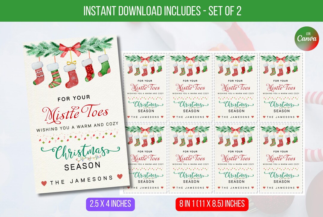 DOWNLOAD for Your Mistletoes Christmas Gift Tag, Christmas Socks Gift ...