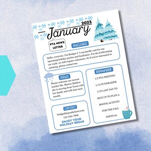 EDITABLE January Newsletter Template, Classroom Printable Handout Flyer ...