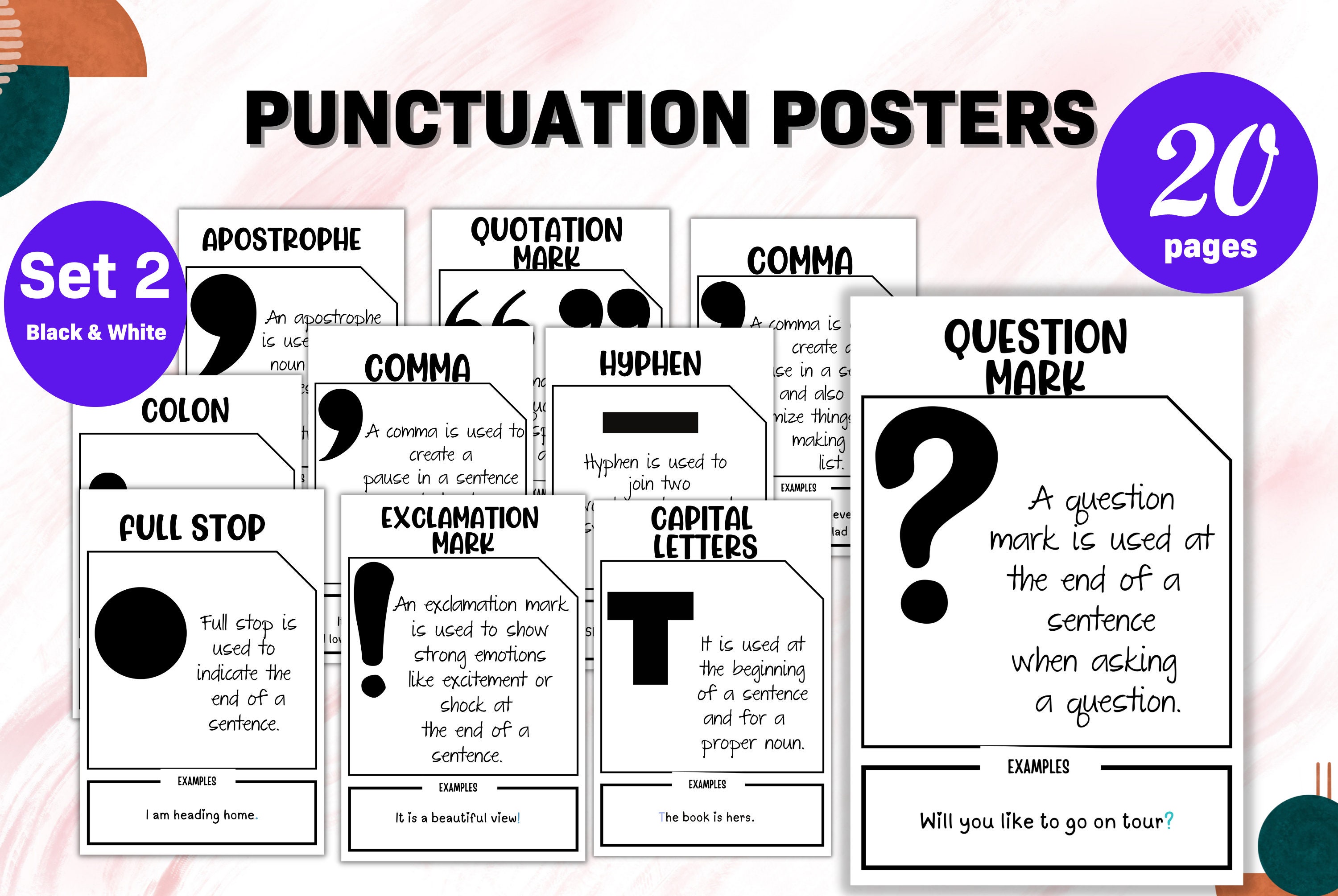 Boho Punctuation Posters Educational Posters English - Etsy