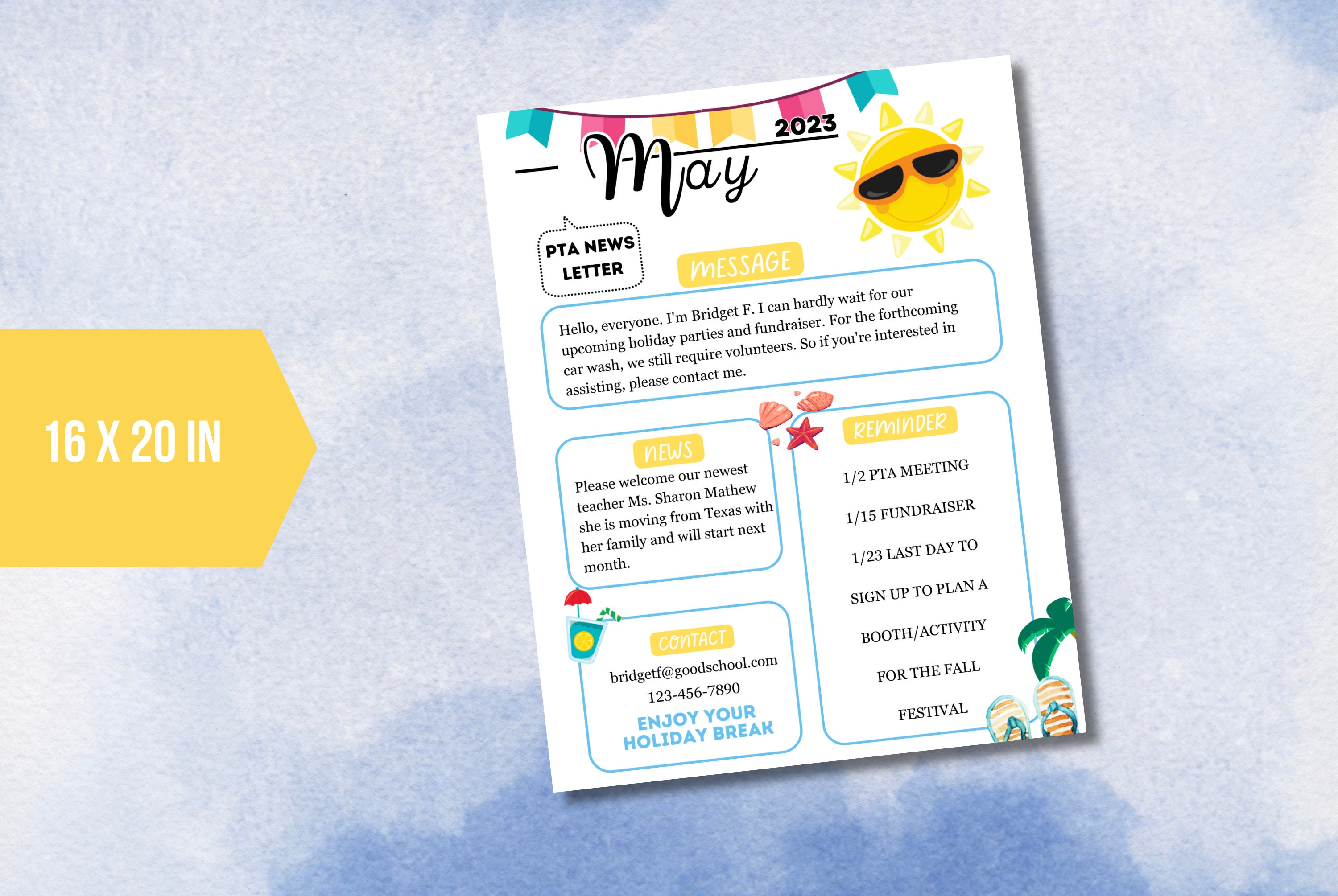 EDITABLE May Newsletter Template, Classroom Printable Handout Flyer ...