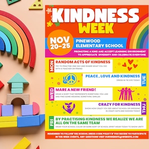 Kindness Week Itinerary Flyer, Diversity Inclusion, Printable Editable ...