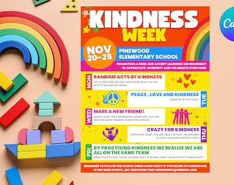 Kindness Week Itinerary Flyer, Diversity Inclusion, Printable Editable ...