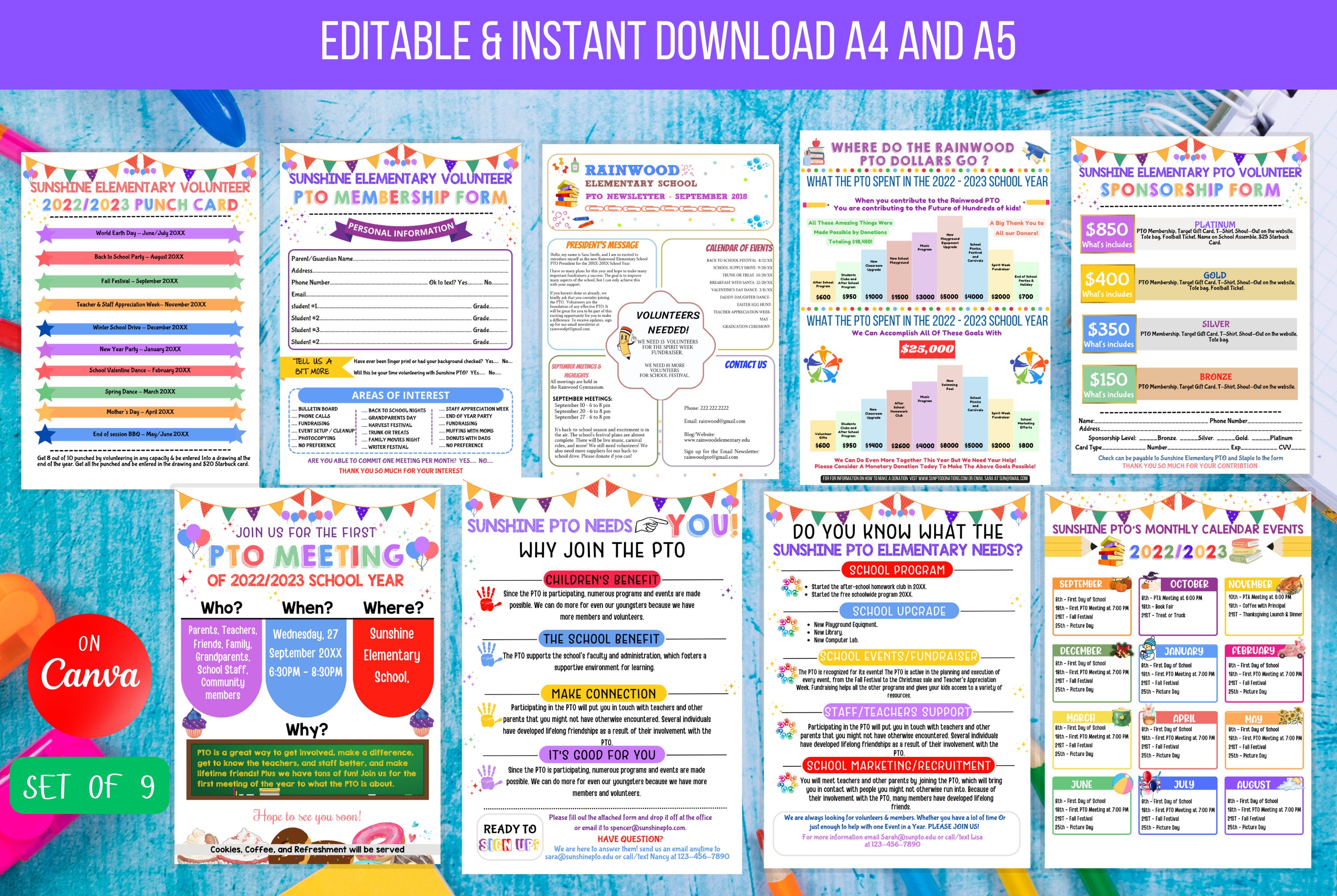 Editable PTO Flyer Bundle Printable School PTO Information - Etsy