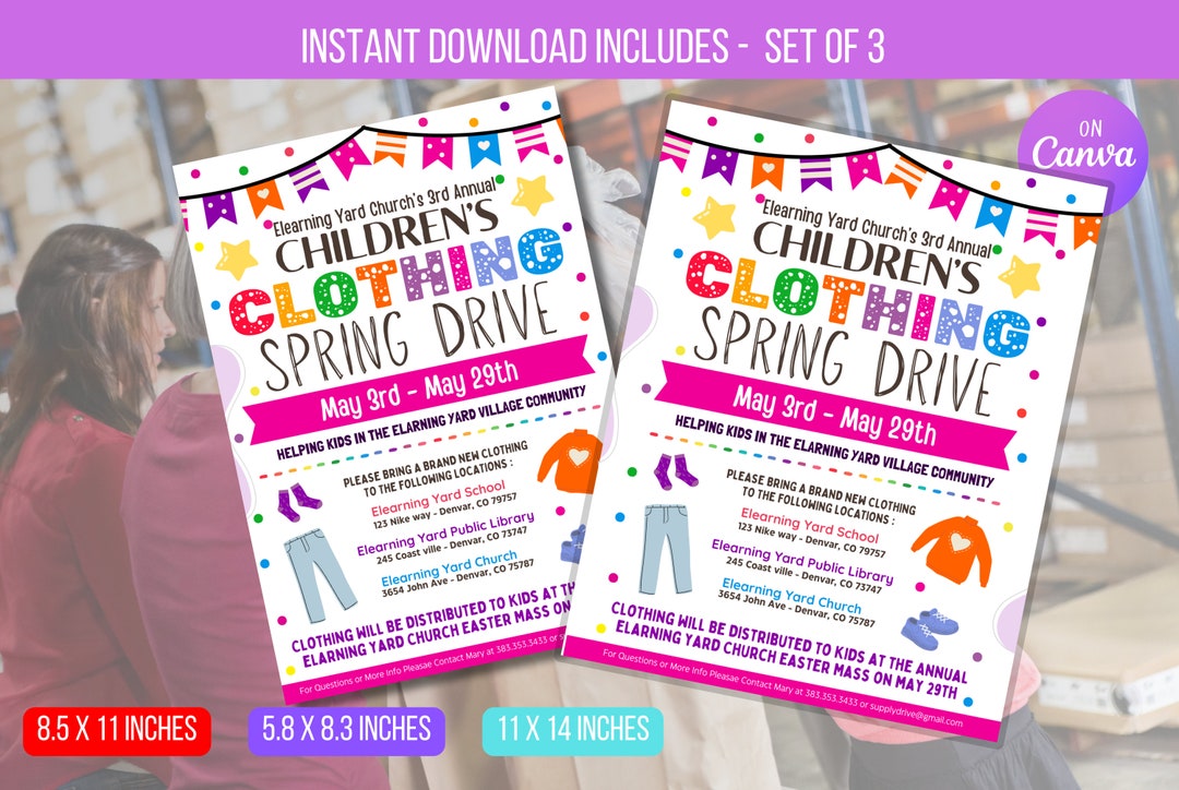 EDITABLE Clothing Spring Drive Flyer, PTA PTO Flyer, School Church ...