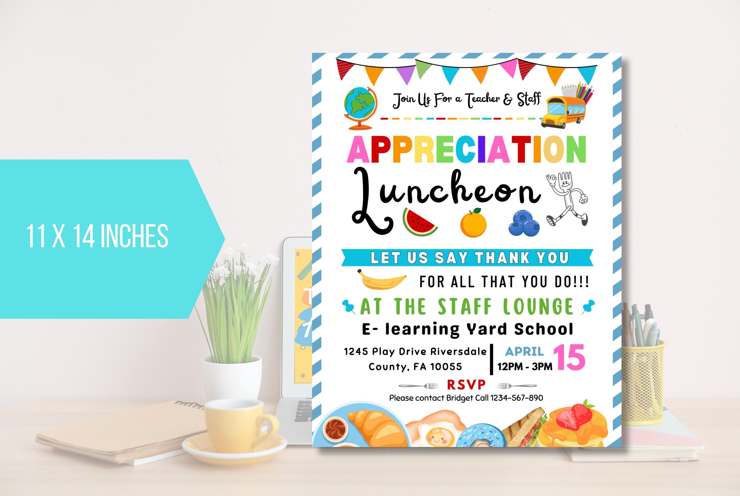 EDITABLE Teacher Staff Appreciation Luncheon Invitation Flyer ...