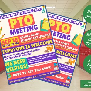 EDITABLE PTO PTA Meeting Handout Flyer, School Fundraiser Event ...