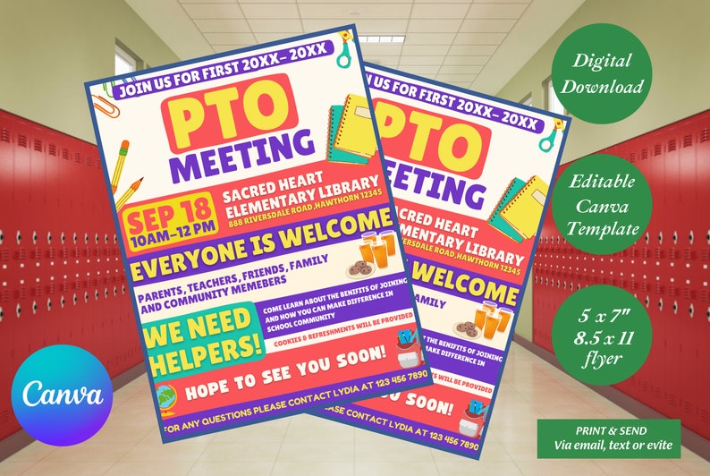 EDITABLE PTO PTA Meeting Handout Flyer School Fundraiser - Etsy