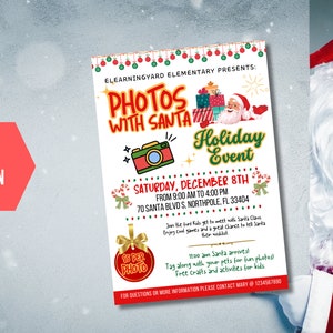 EDITABLE Photos With Santa Flyer, Printable Photos Invitation, Kid ...