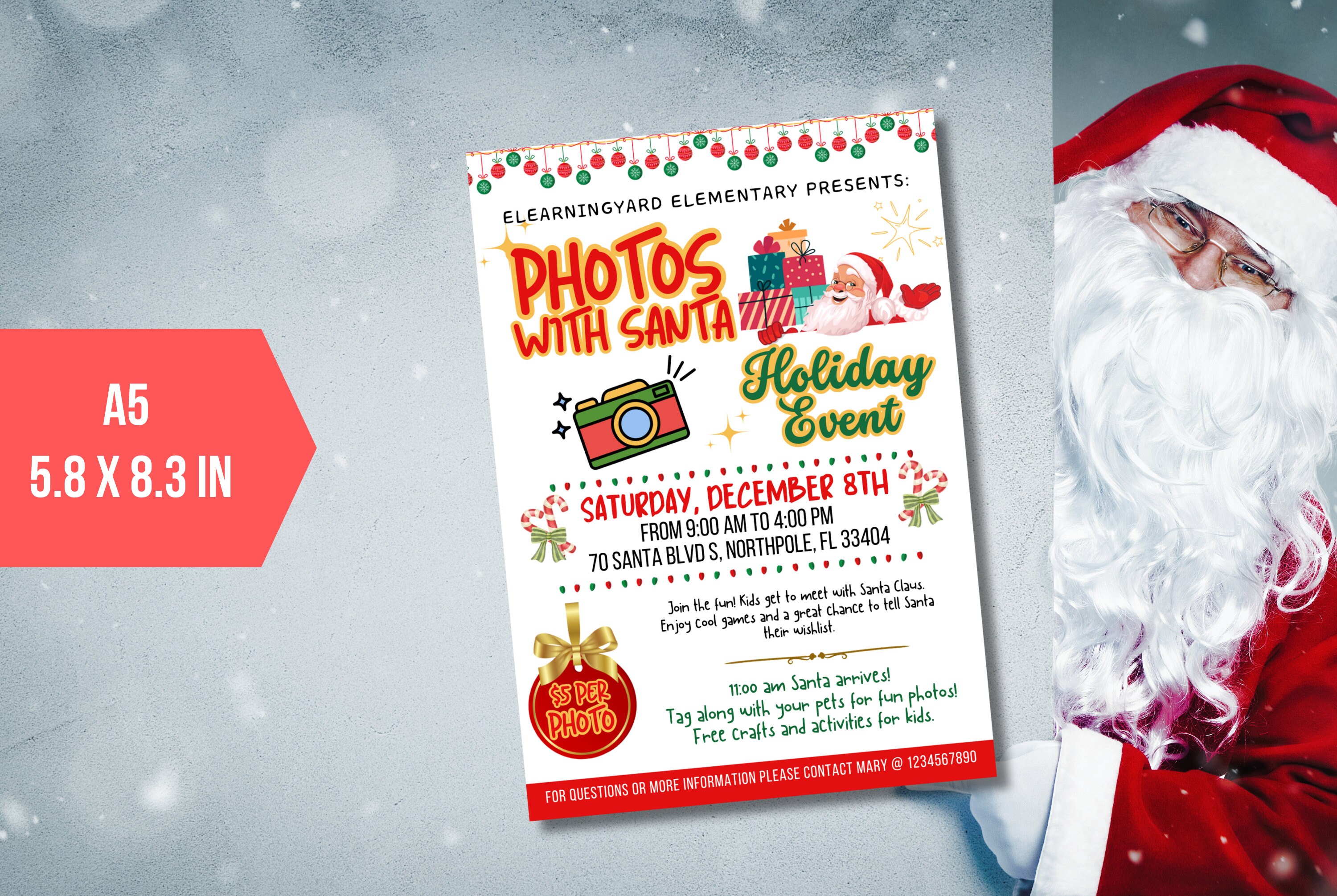 EDITABLE Photos With Santa Flyer Printable Photos Invitation - Etsy