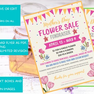 EDITABLE Mother's Day Flower Fundraiser Flyer, Printable Invite ...