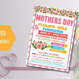 EDITABLE Mother's Day Flower Fundraiser Flyer, Printable Invite ...
