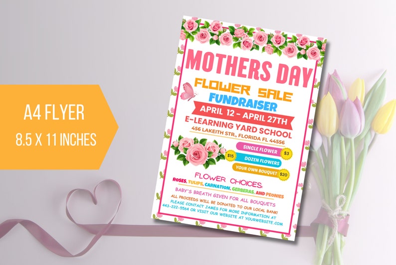 EDITABLE Mother's Day Flower Fundraiser Flyer, Printable Invite ...