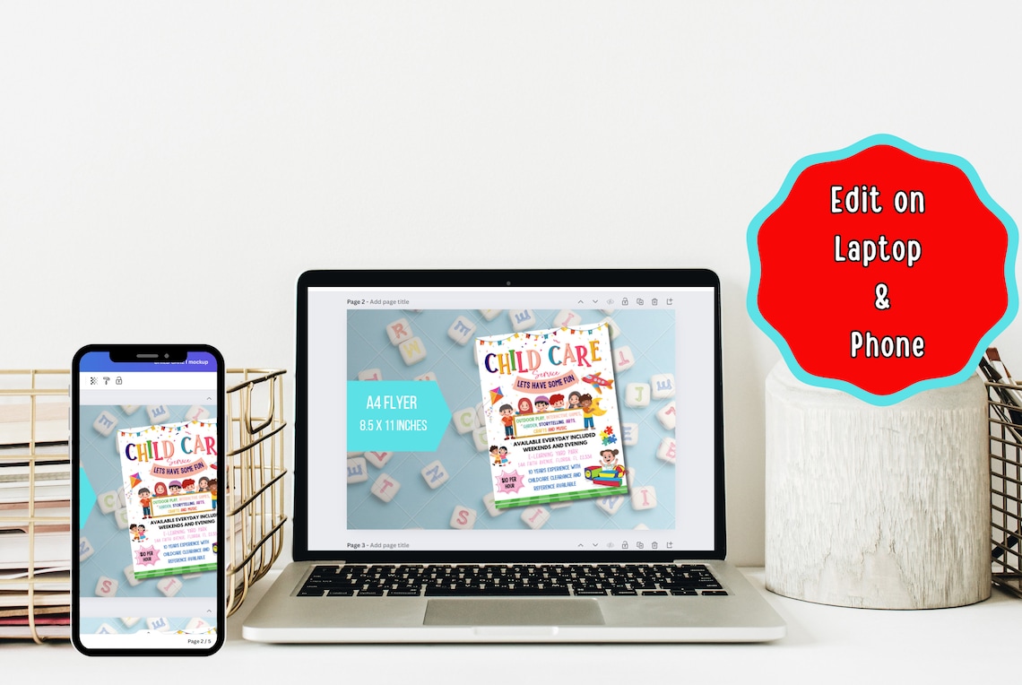 EDITABLE Child Care Flyer Template, Baby Sitting, Playtime Theme ...