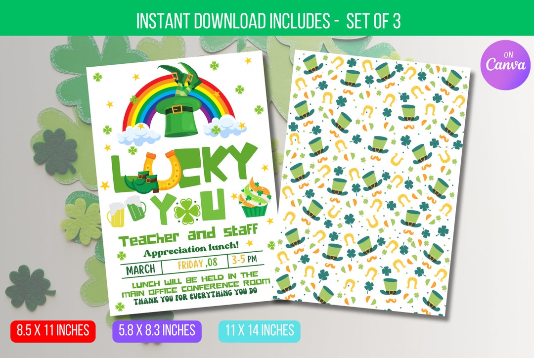 EDITABLE St Patrick Teacher and Staff Appreciation Flyer, Teacher Staff ...