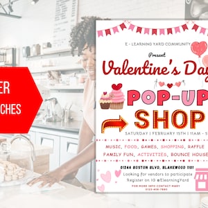 EDITABLE Valentine's Day Pop up Shop Flyer, Valentine's Day Shopping ...