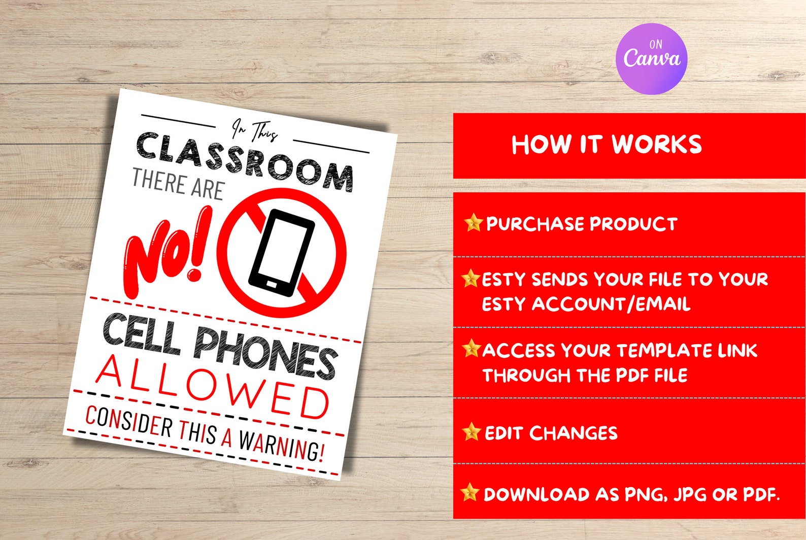 EDITABLE No Cellphones Allowed Wall Sign Classroom Poster, Classroom ...
